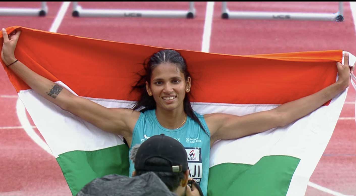 Young Indian sprinter Yarraji takes 100m hurdles gold.
